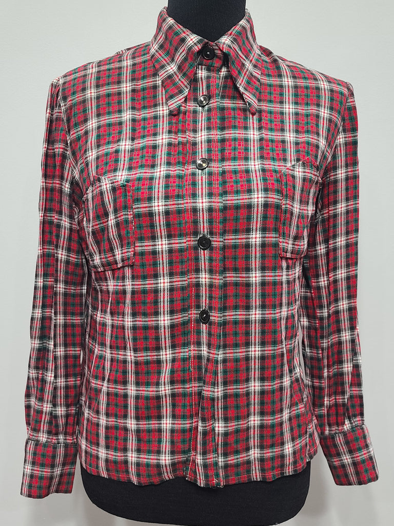 German Plaid Handmade Blouse (39" Bust)
