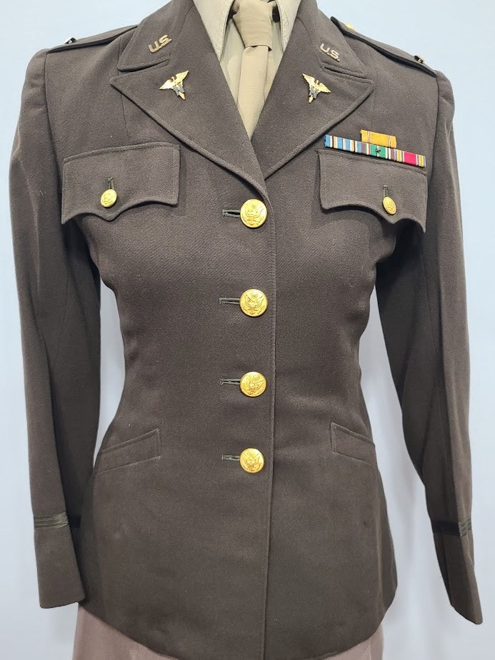 Army Nurse Uniform: Jacket, "Pink" Skirt, Blouse, Tie and Garrison Cap ...