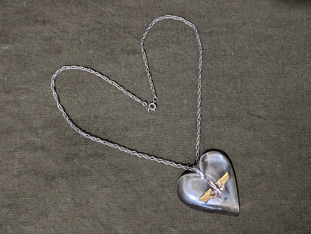 Lucite Heart Necklace with Air Army Corps Insignia