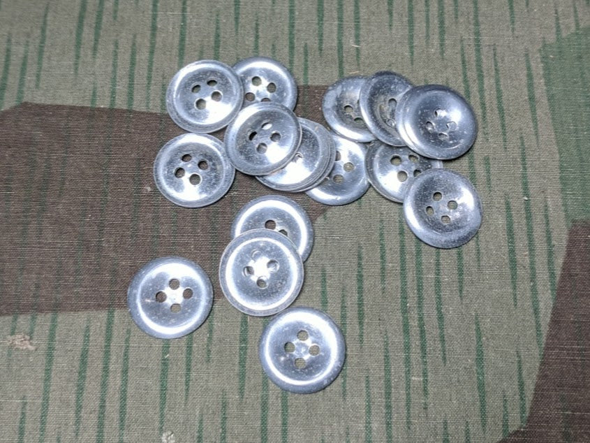 Original WWII German Army Trouser Buttons Dished Metal 18mm 4 Hole