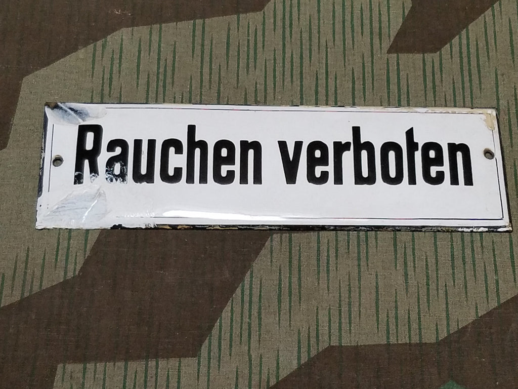 Original WWII German Rauchen Verboten No Smoking Enamel Sign