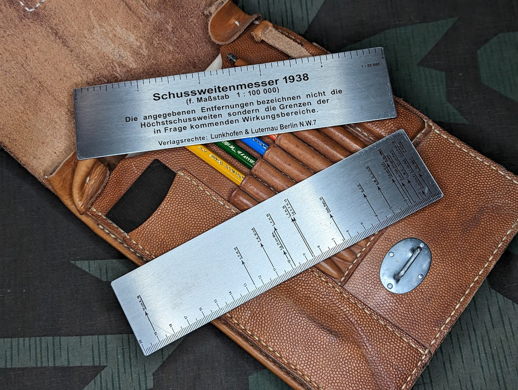 WWII Reproduction German Map Case Ruler Schussweitenmesser 1938