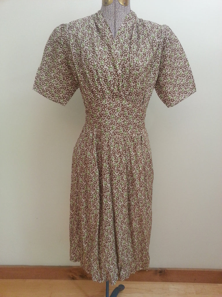 Vintage 1930s/1940s German Green Print Dress Pre-WWII