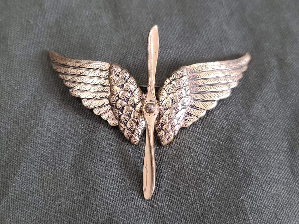 Vintage 1940s WWII Sweetheart Army Air Corps Winged Propeller Pin Brooch