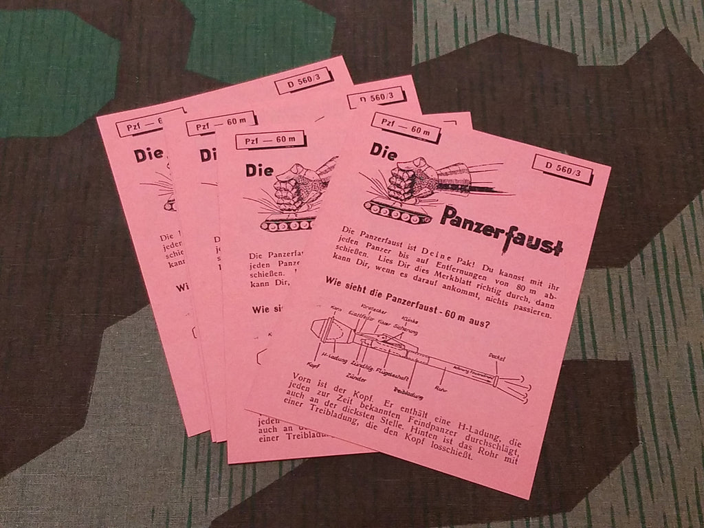 WWII German Pocket Instructions for Panzerfaust