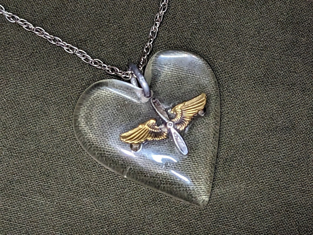 Lucite Heart Necklace with Air Army Corps Insignia